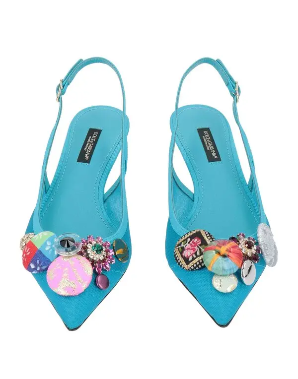 Dolce & Gabbana Slingback Pumps With Embellished Brooch - Green