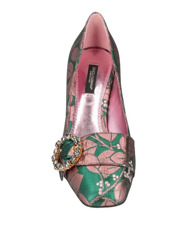 Dolce & Gabbana Square Toe Courts With Crystal Embellishment