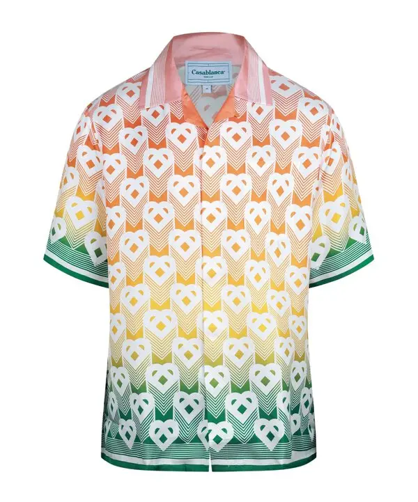Casablanca Gradient Heartpattern Campcollar Shortsleeve Shirt - Heart Monogram