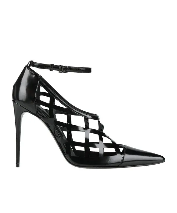 Dolce & Gabbana Glossed-leather Stiletto Courts With Ankle Strap