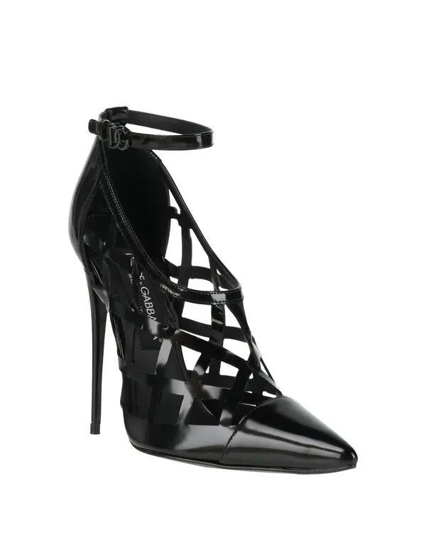 Dolce & Gabbana Glossed-leather Stiletto Courts With Ankle Strap