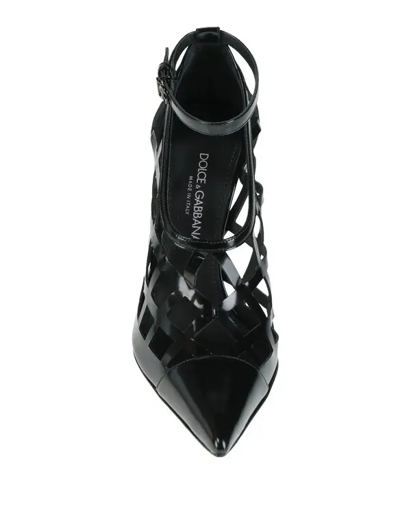 Dolce & Gabbana Glossed-leather Stiletto Courts With Ankle Strap