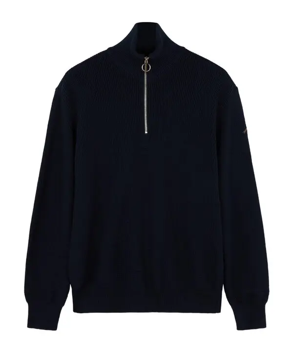 Paul & Shark Half-zip Stand Collar Knit Sweater - Black