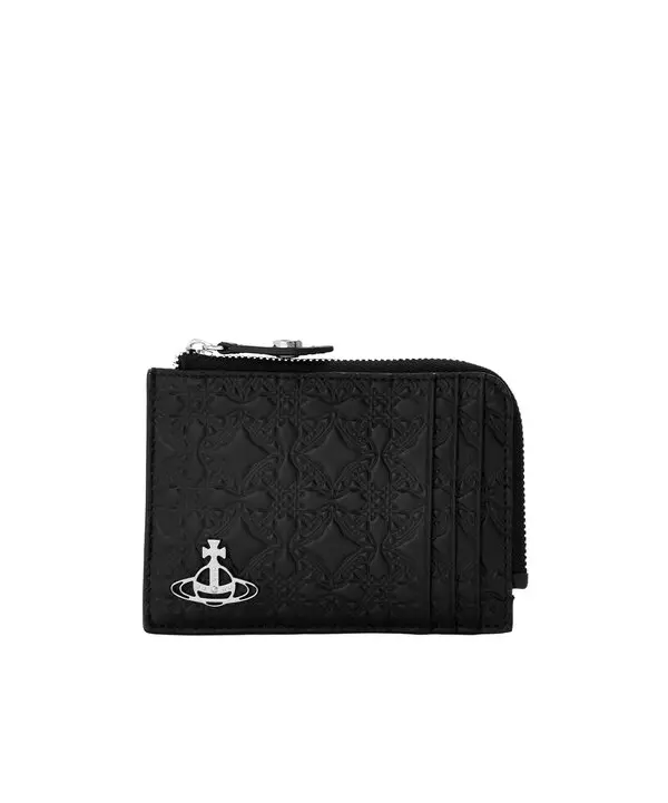 VIVIENNE WESTWOOD Embossed Zipped Card Holder - Black