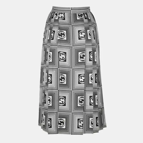 Gucci Geometric Print Pleated Midi Skirt