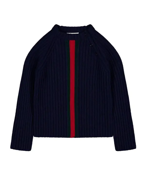 Gucci Navyblue Webtrim Knit Sweater - Blue