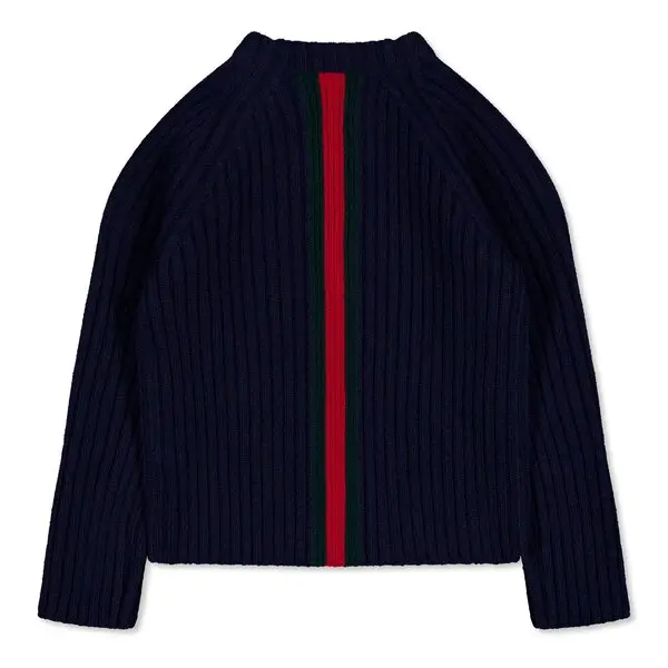 Gucci Navyblue Webtrim Knit Sweater