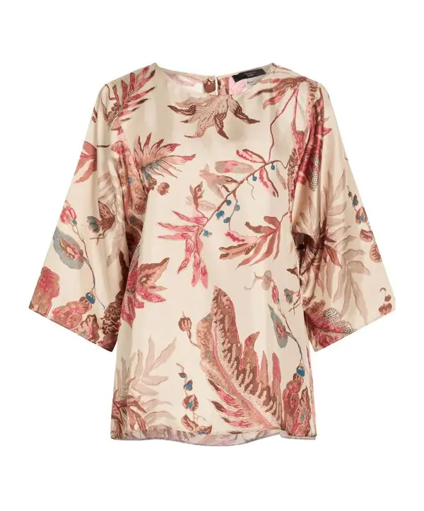 Max Mara Floral-print Silk Tops - Off White