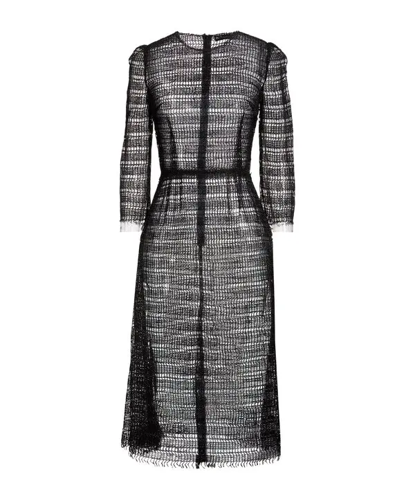 Dolce & Gabbana Midi Dress With Crewneck And Long Sleeves
