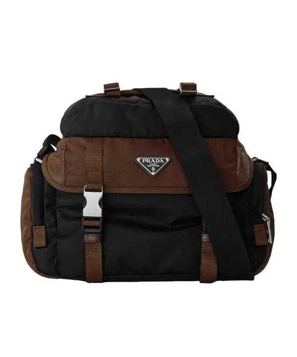 Prada Colorblock Crossbody Messenger Bag - Black