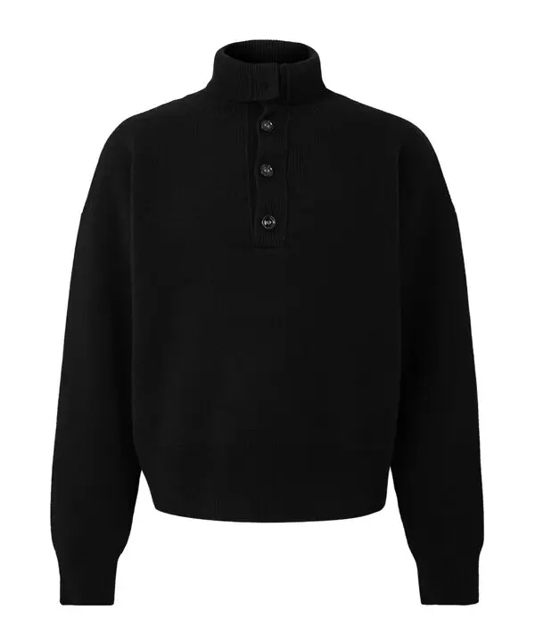 AMI Paris Turtleneck Sweater With Buttons - Black