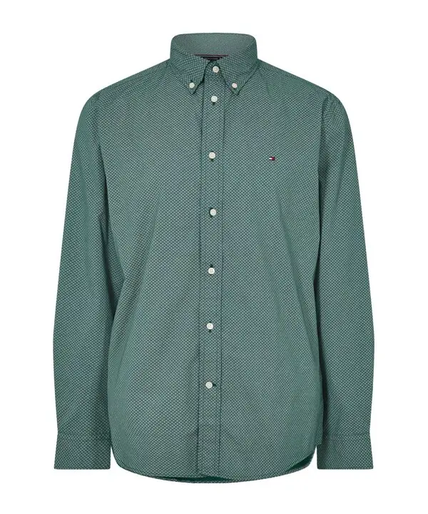 Tommy Hilfiger Dark Finedot Longsleeve Shirt - Green