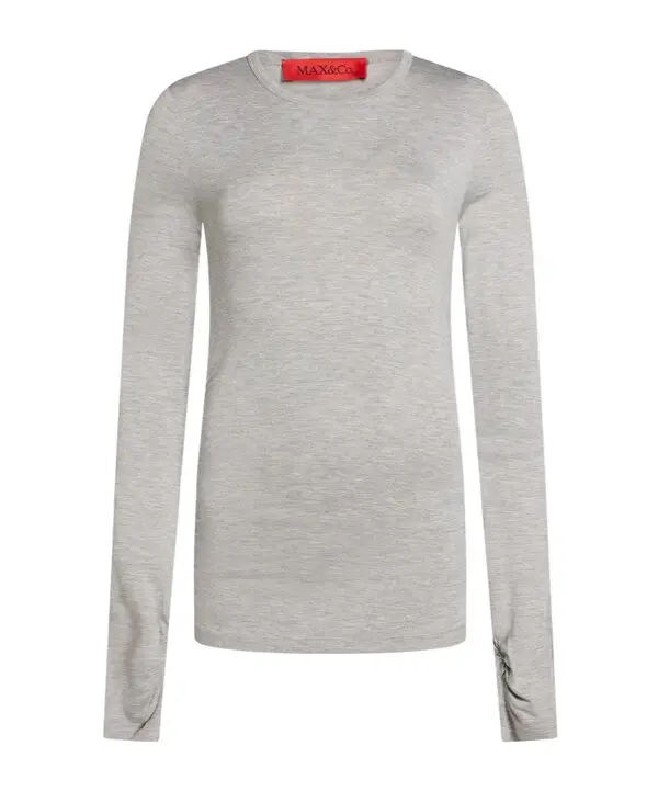 MAXCO. Solid-color Long-sleeve Crew Neck T-shirt