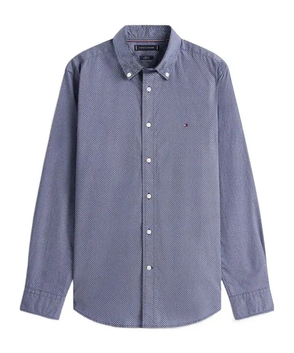 Tommy Hilfiger Dustyblue Fine Dot Longsleeve Shirt - Blue