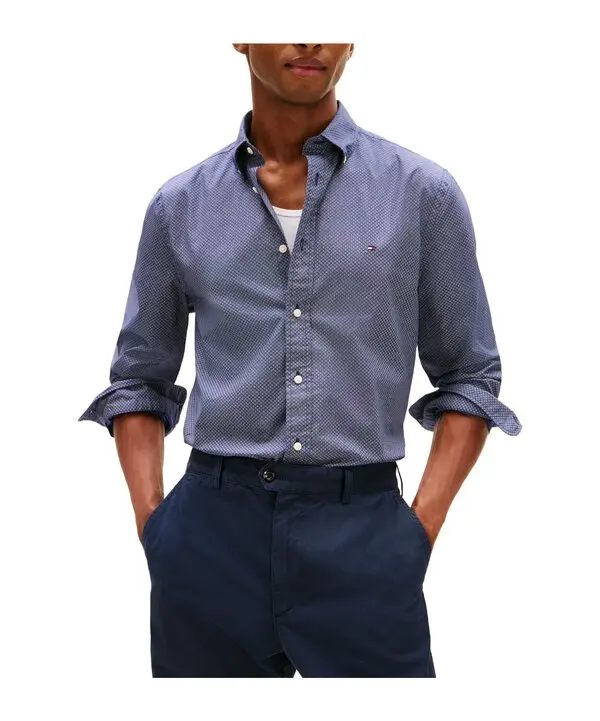 Tommy Hilfiger Dustyblue Fine Dot Longsleeve Shirt