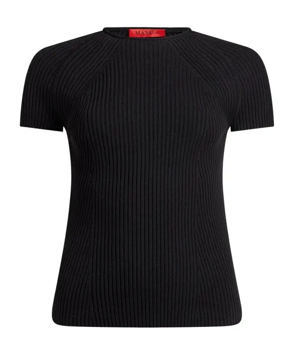 MAXCO. Solid-colored Ribbed Short-sleeve T-shirt