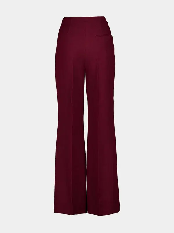 Roland Mouret Burgundy Wide Fit Wool Silk Trousers