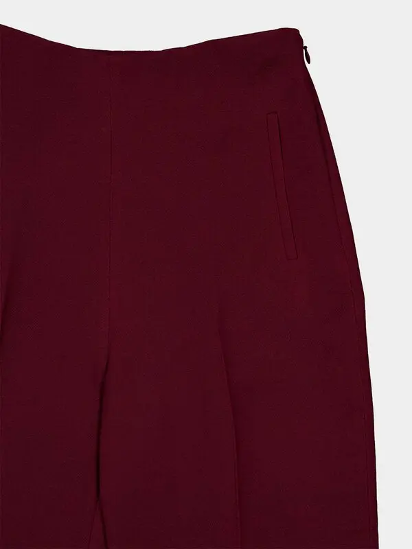 Roland Mouret Burgundy Wide Fit Wool Silk Trousers