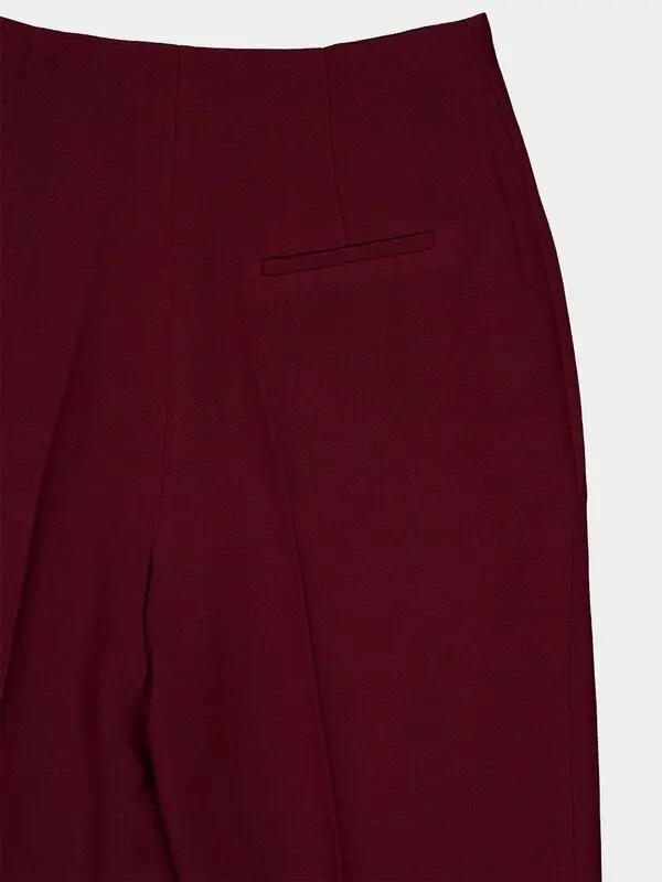 Roland Mouret Burgundy Wide Fit Wool Silk Trousers