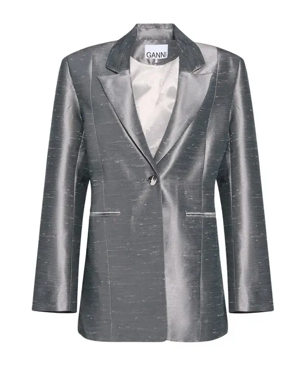 GANNI Minimalist Single- Blazer - Silver