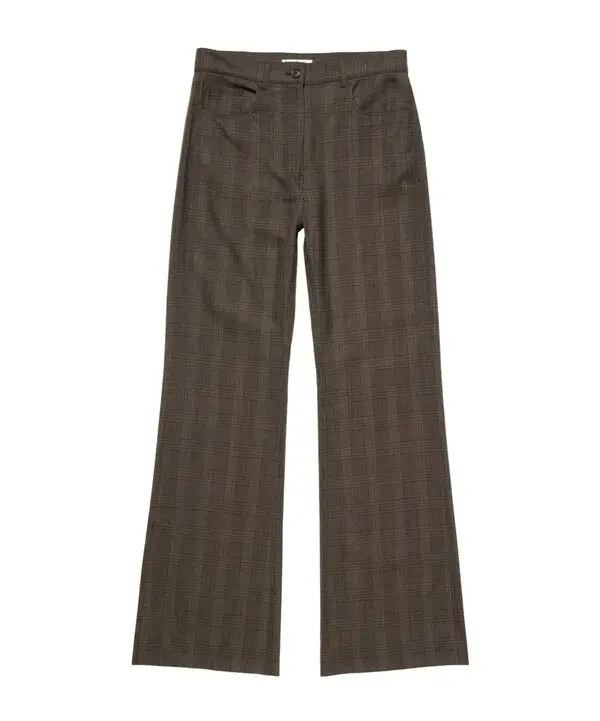 Acne Studios Tailored Wool Check Trousers - Brown/black