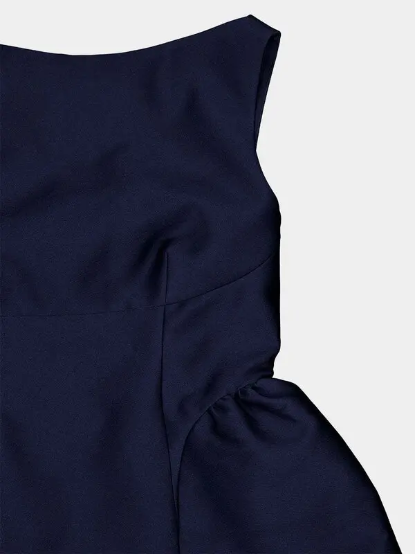 Roland Mouret Navy Sleeveless Peplum Column Midi Dress