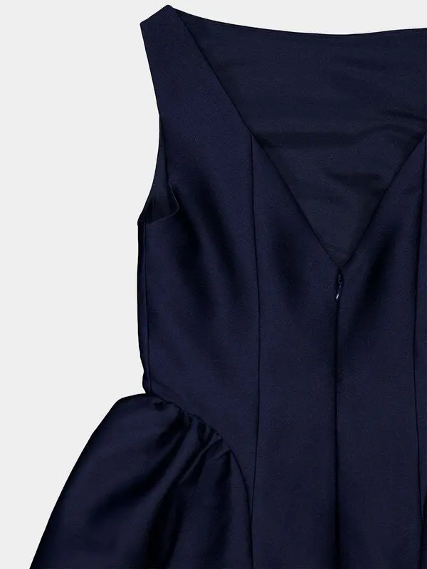 Roland Mouret Navy Sleeveless Peplum Column Midi Dress