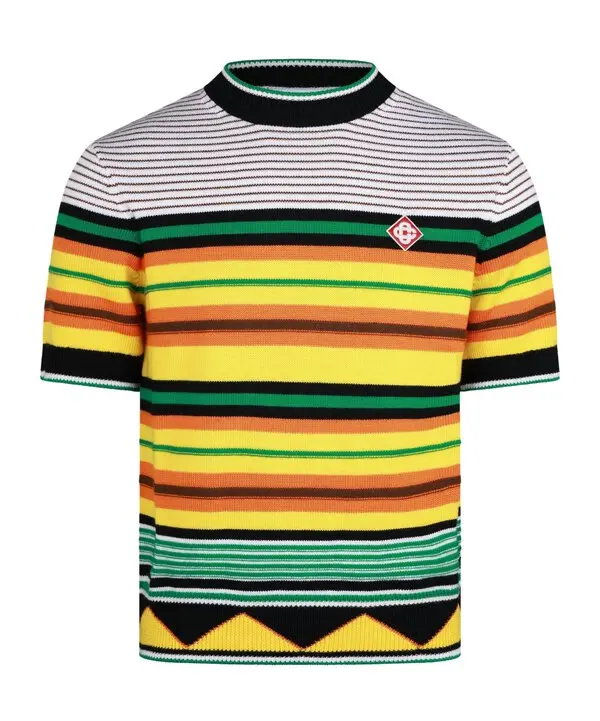 Casablanca Ed Striped Short-sleeved Knit Sweater - Multi-color