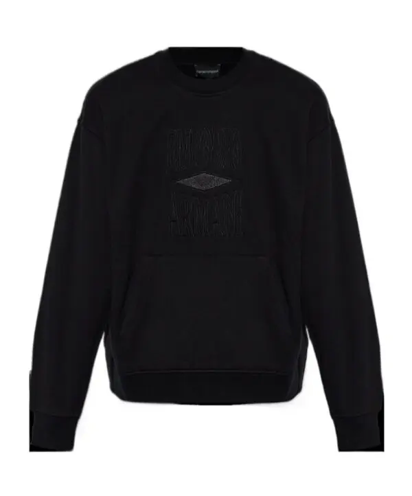 Emporio Armani Long Sleeve Knit Top With Ribbed Details