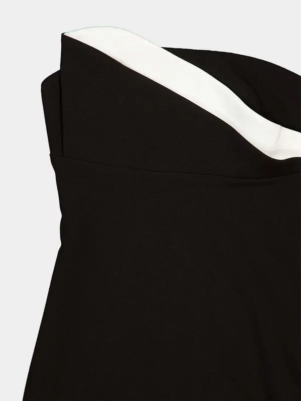 Roland Mouret Strapless Monochrome Drape Gown