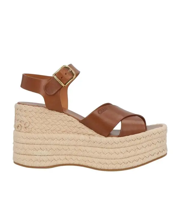 Chloé Espadrille Platform Wedge Sandals - Nude