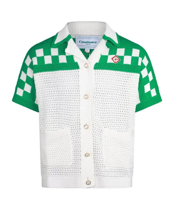 Casablanca Knit Shortsleeve Polo Shirt - White