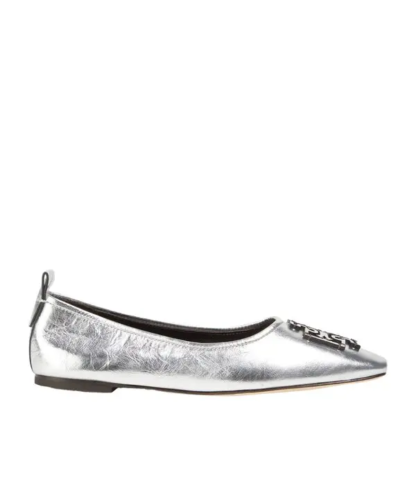 Tory Burch Metallic Leather Ballet Flats - Silver
