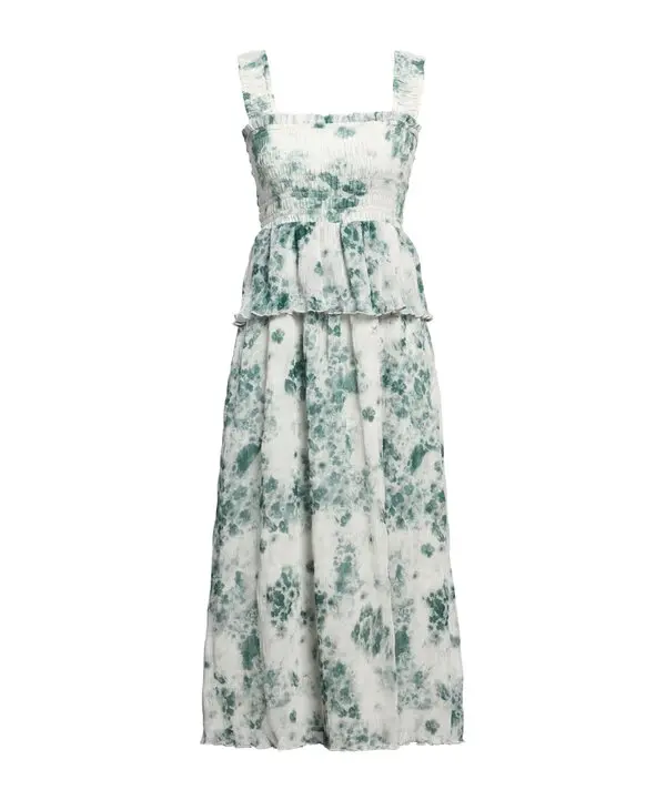 GANNI Sleeveless Floral Dress - Beige