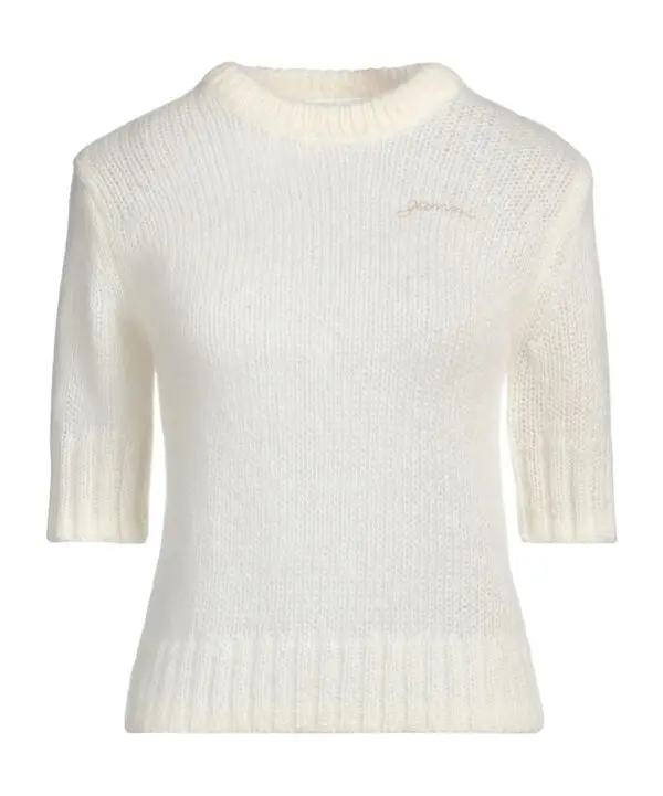 GANNI Simple Solid-color Short-sleeve Knit Top - Ivory