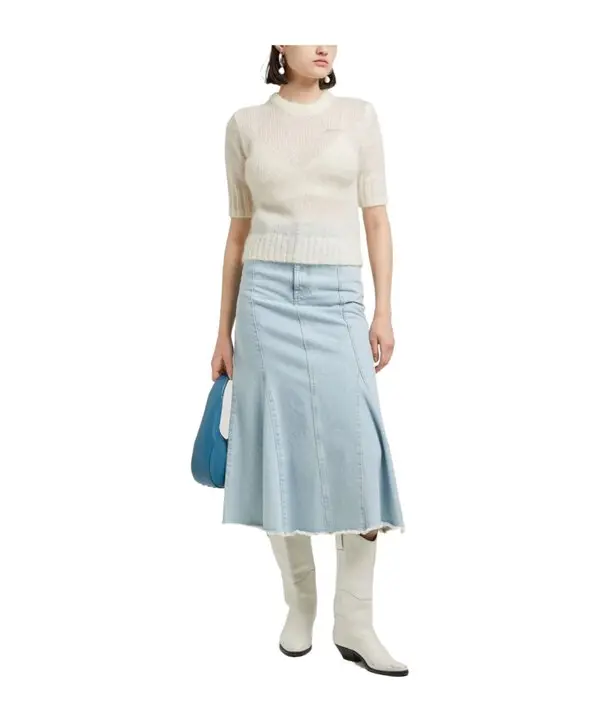GANNI Simple Solid-color Short-sleeve Knit Top