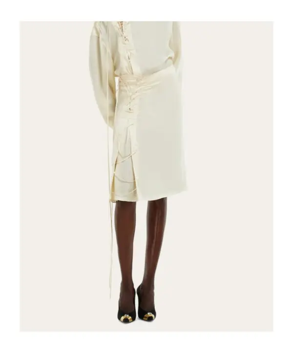 FERRAGAMO Satin Skirt With String Tie Detail