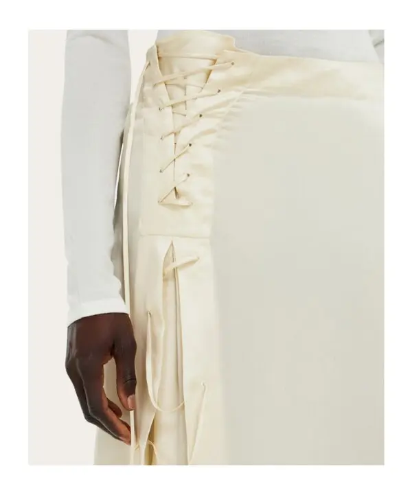 FERRAGAMO Satin Skirt With String Tie Detail