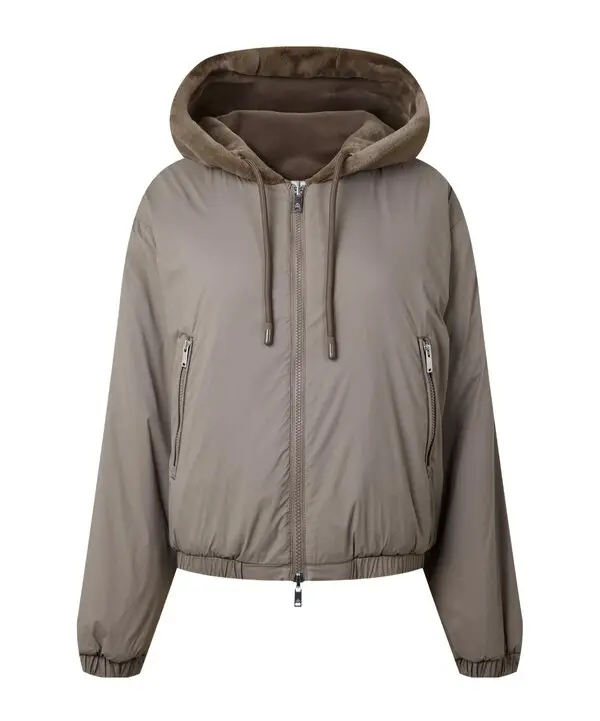 Moose Knuckles Cropped Hooded Zip-up Jacket
