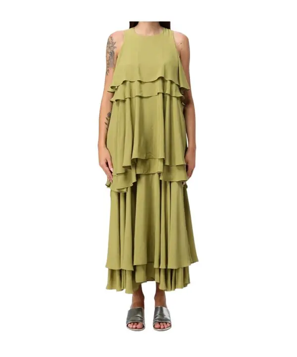 AMI Paris Ruffled Maxi Dress - Green