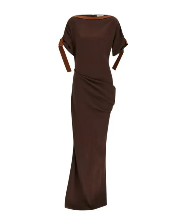FERRAGAMO Long Viscose Dress - Espresso