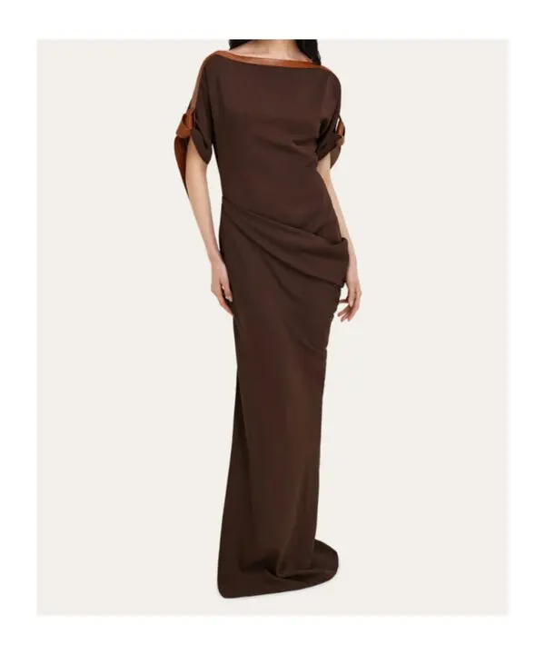 FERRAGAMO Long Viscose Dress With Gathered Detail