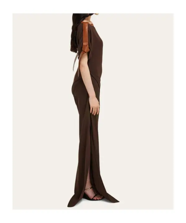 FERRAGAMO Long Viscose Dress With Gathered Detail