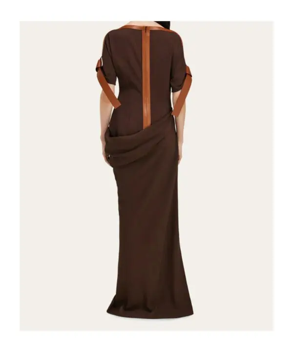 FERRAGAMO Long Viscose Dress With Gathered Detail