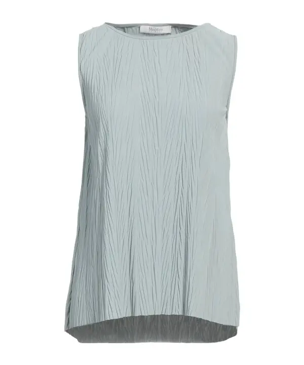 Max Mara Sleeveless Crewneck Crinkled Crepe Top