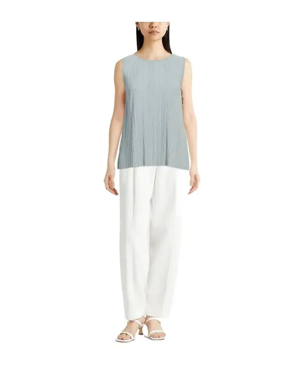 Max Mara Sleeveless Crewneck Crinkled Crepe Top
