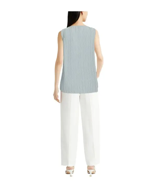 Max Mara Sleeveless Crewneck Crinkled Crepe Top