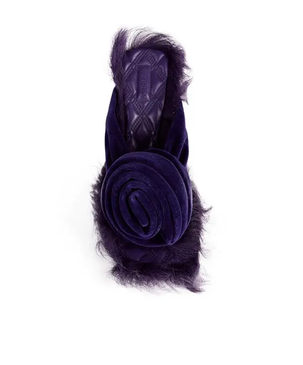 Burberry Velvet Flower Embellished High Heel Slides