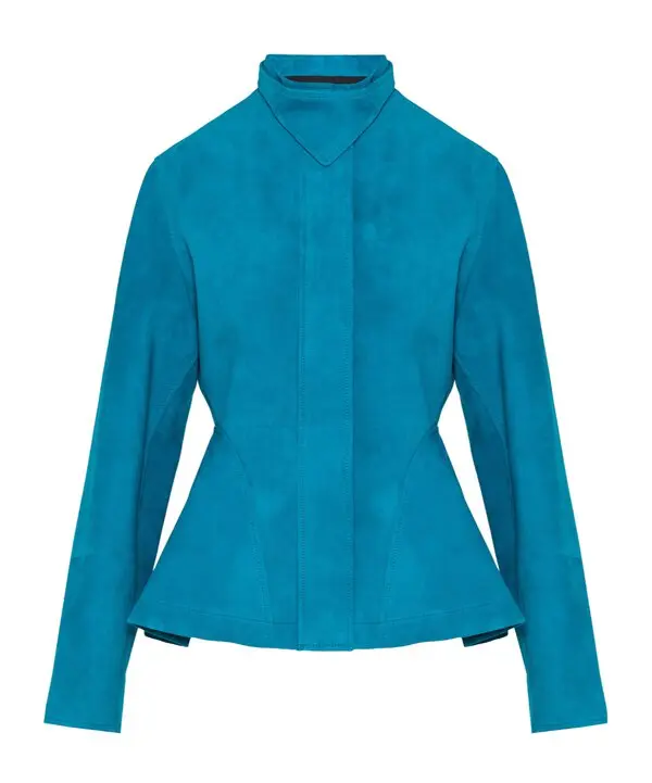 Alaïa Long-sleeve Leather Jacket - Blue