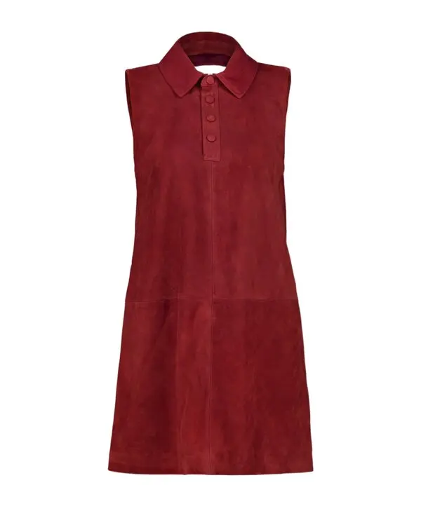 FRAME Garnet Suede City Shift Mini Dress - Red